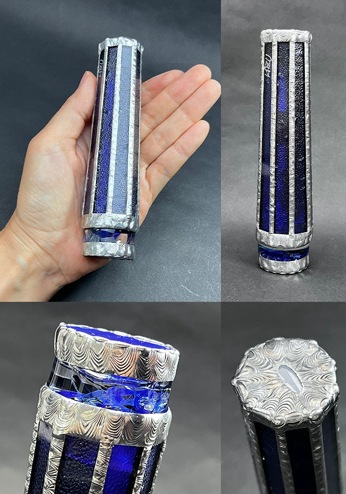 林和子「リフレクション ブルー」ブルーバック（HK6019）特殊2ミラー・オイルタイプ 万華鏡専門店 鎌倉ヴィヴァン（公式万華鏡通販サイト）