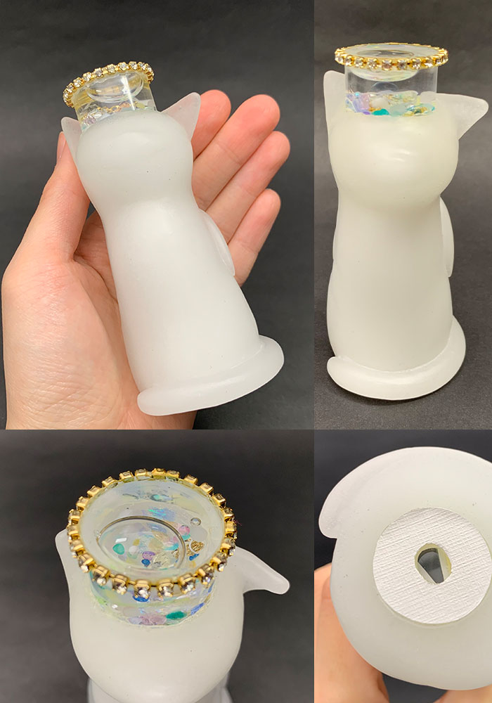 堀越順子「猫天使 -白-」（HJ2001）特殊2ミラー・オイルタイプ 万華鏡専門店 鎌倉ヴィヴァン（公式万華鏡通販サイト）